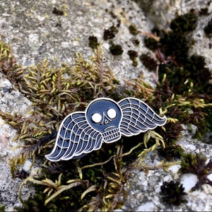 Deaths Head Enamel Pin Memento Mori Pin Salem Winged Deaths | Etsy