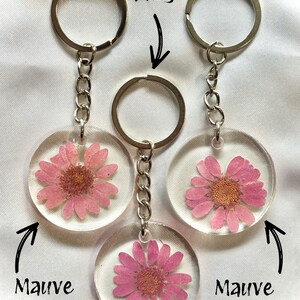 Handmade Epoxy Resin Flower Keyring: Real Dried Pressed Flowers, Gold ...