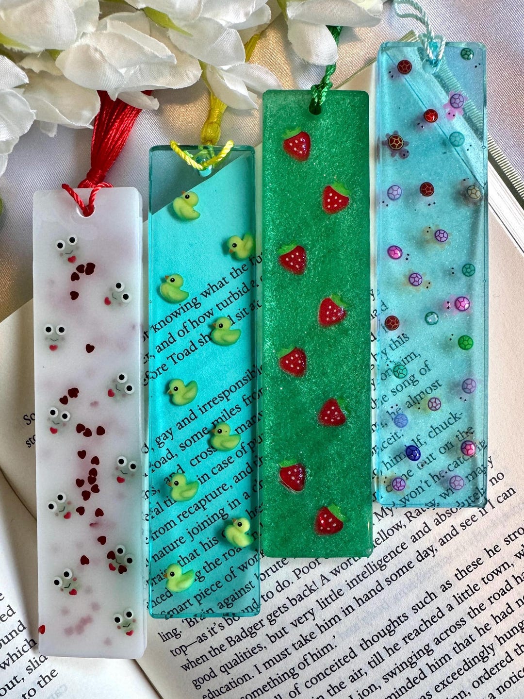 Handmade Epoxy Resin Bookmarks With Ducks, Strawberries, Turtles ...