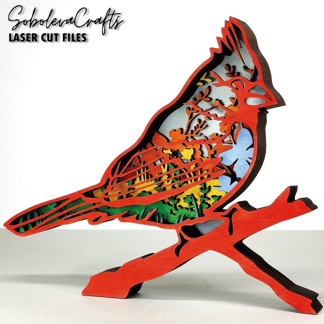 Cardinal Layered SVG, Cardinal Cutting File, 3D Layer, Plywood Cutting ...