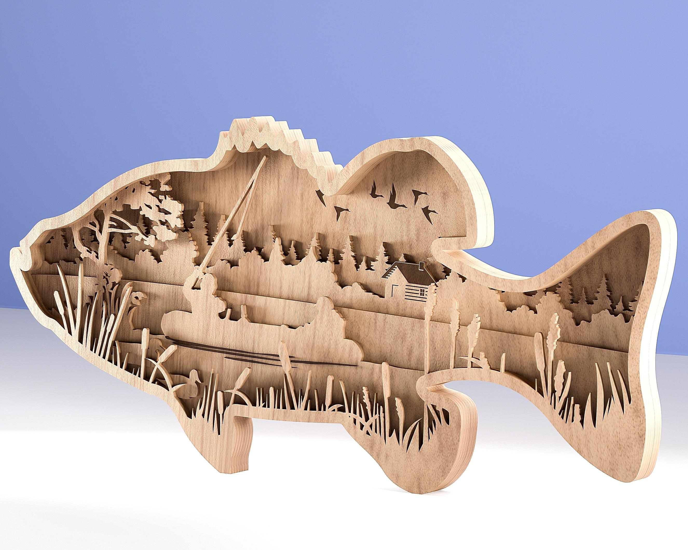 Digital File - 7 Layer Bass Fish for Glowforge - Layered - Etsy