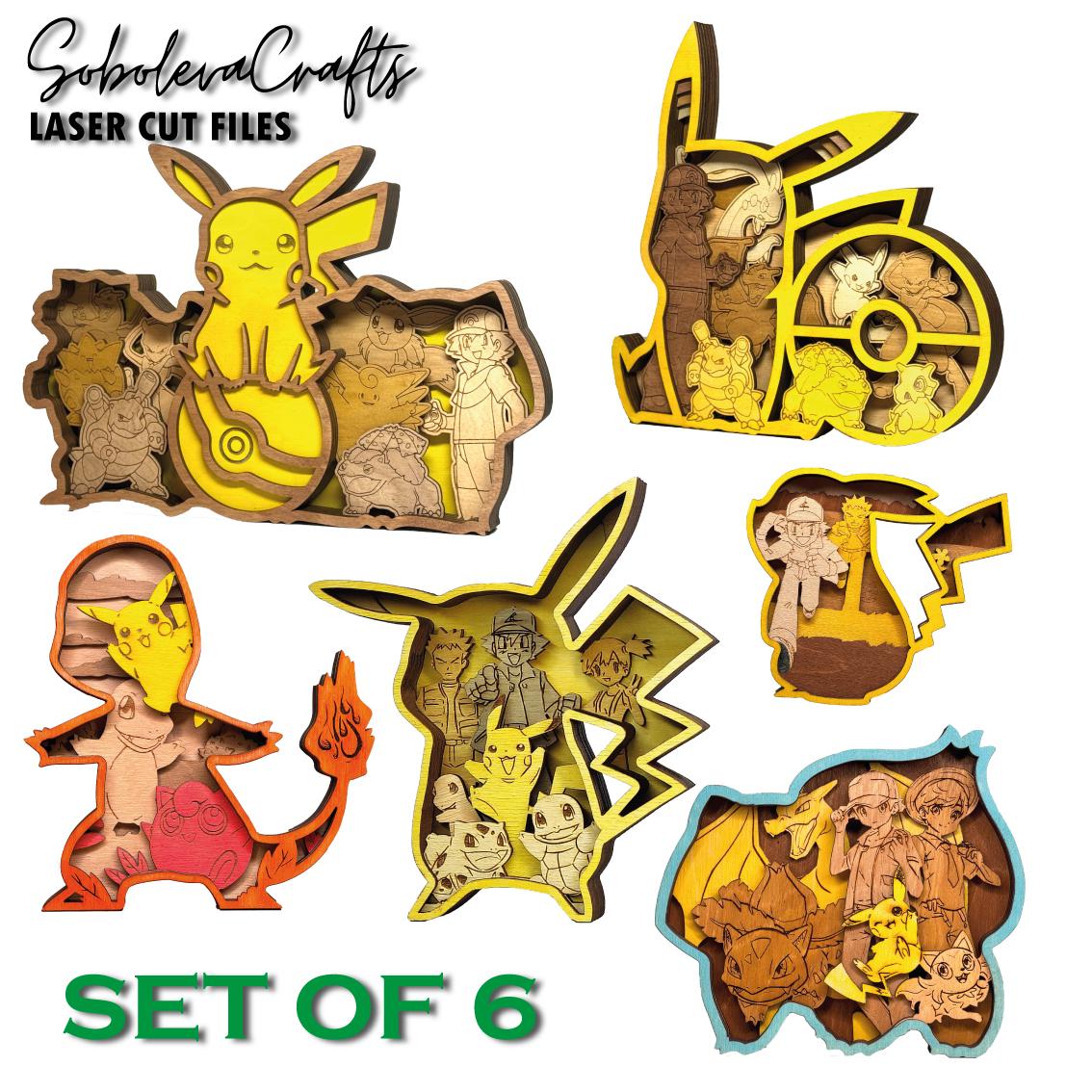 Set of 6 Templates, Pika Svg, Pika 3d, Glowforge Cartoon, Laser Cut ...