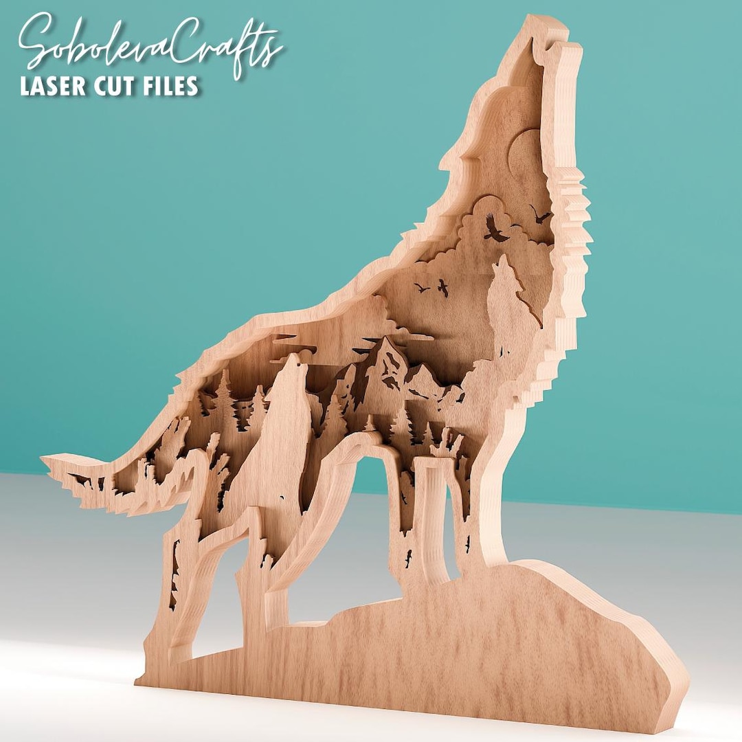 Wolf Multilayer Svg, Laser Cut Files, 3D Layered Wolf, Wolf Mandala ...