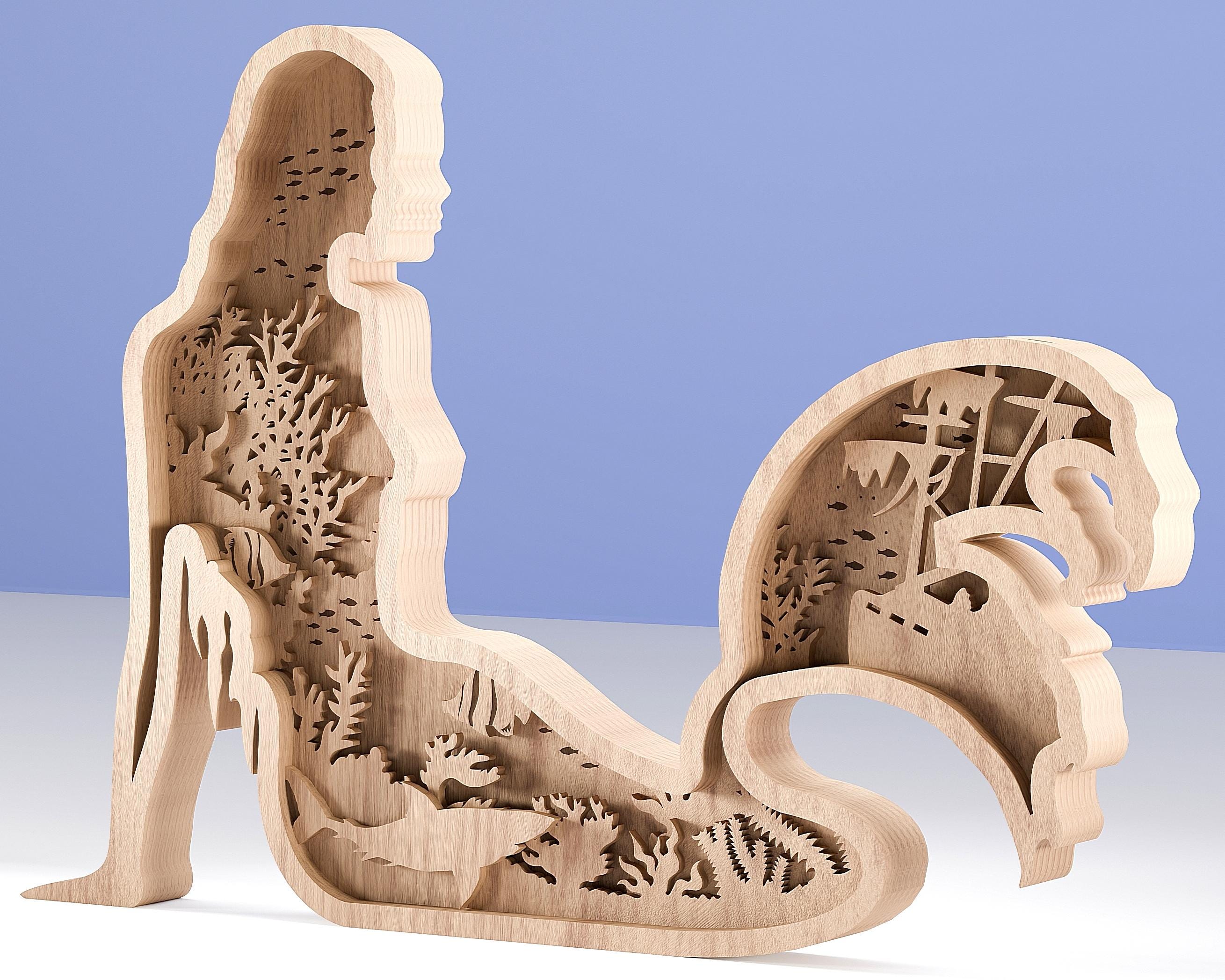 3D Layered Mermaid SVG, Mermaid Girl Laser Cut File, Mermaid Plywood ...