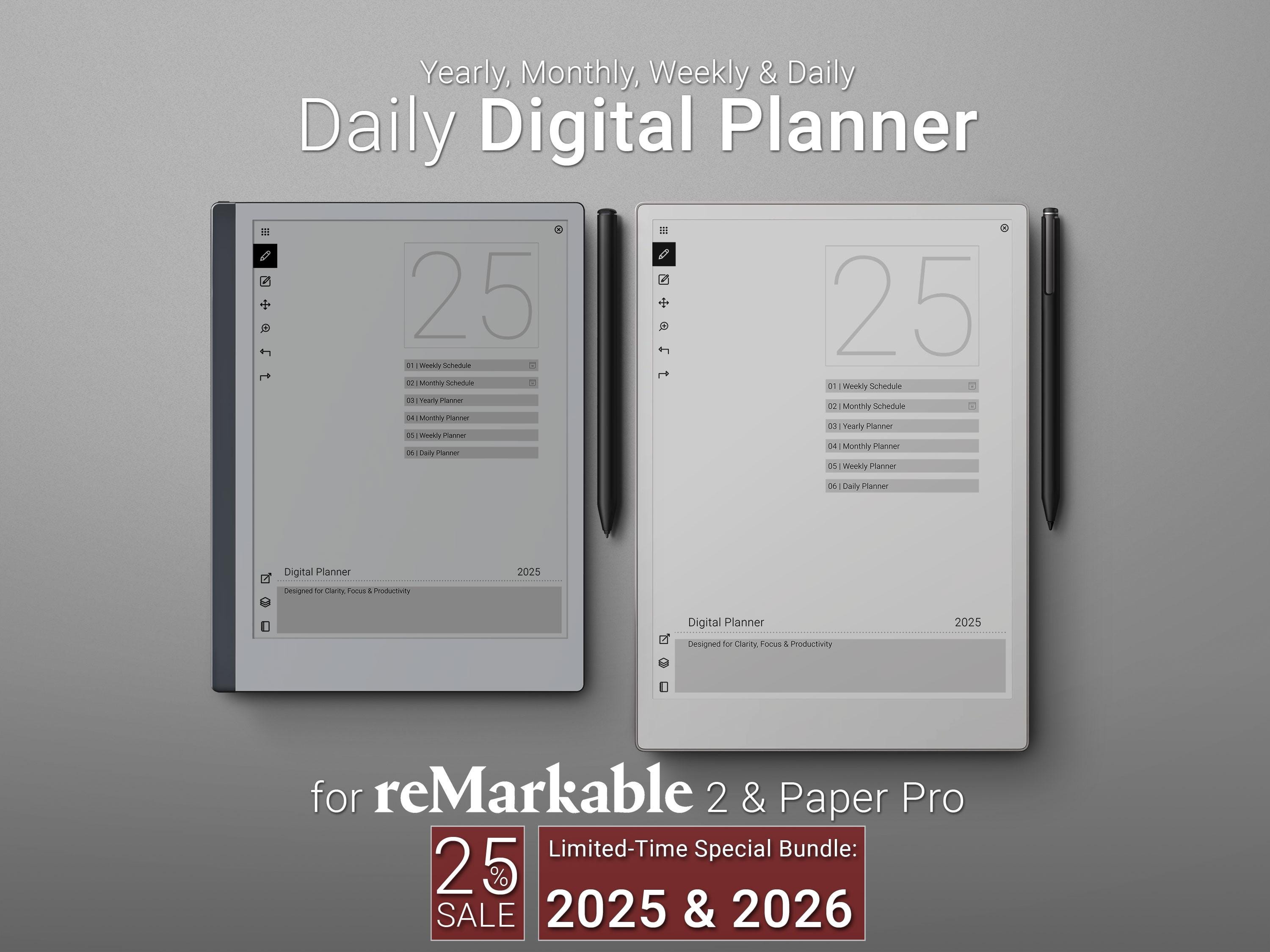 Daily Digital Planner for Remarkable 2 & Paper Pro - Etsy