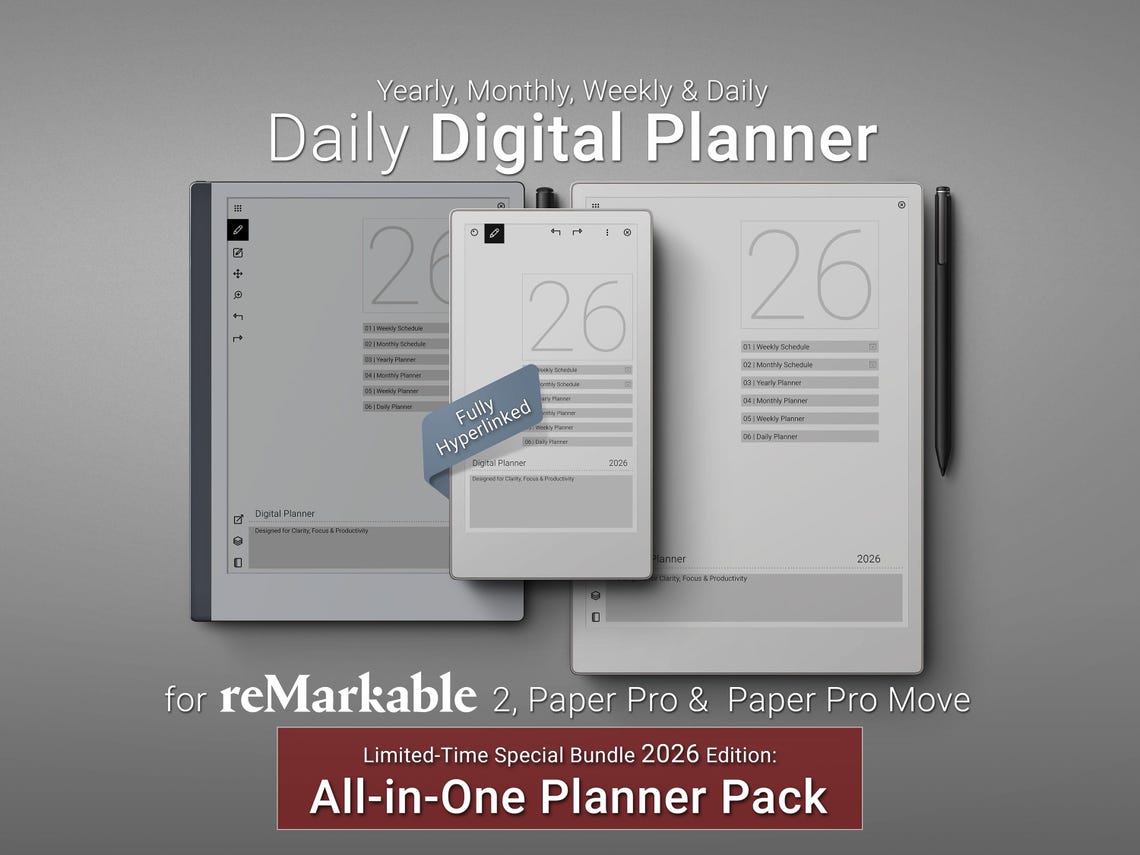 Daily Digital Planner for Remarkable 2, Paper Pro & Paper Pro Move - Etsy