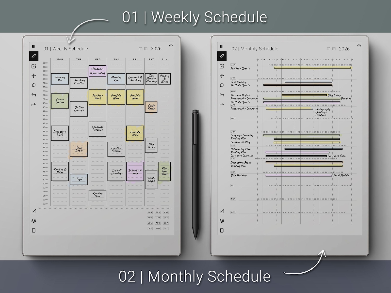 Daily Digital Planner for Remarkable 2, Paper Pro & Paper Pro Move - Etsy