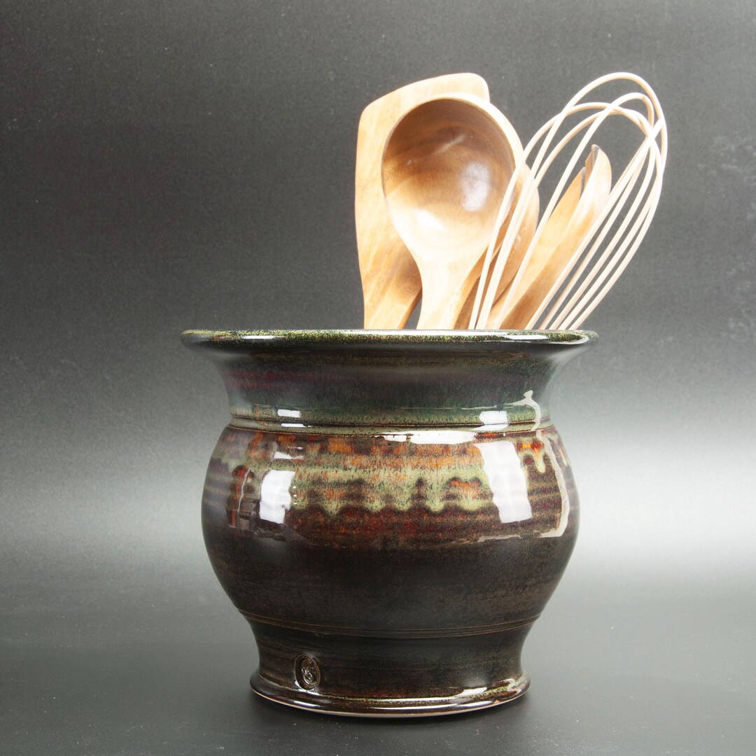 Pottery Kitchen Utensil Holder Ceramic Kitchen Spoon Jar - Etsy