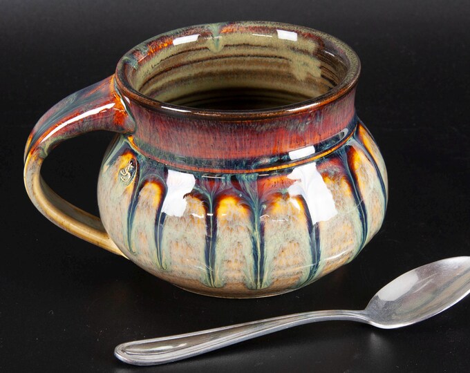 Pottery Soup Mug, Ice Cream Bowl, Ceramic Chili Mug, Stoneware Cereal ...