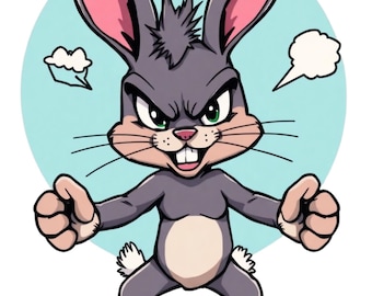 Angry Cartoon Bunny T-shirt Design | Cool Tough Bunny | Digital ...