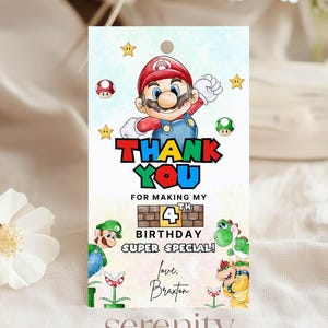 Watercolor Super Mario Party Favor Tag, ANY AGE Nitendo Boy Girl ...