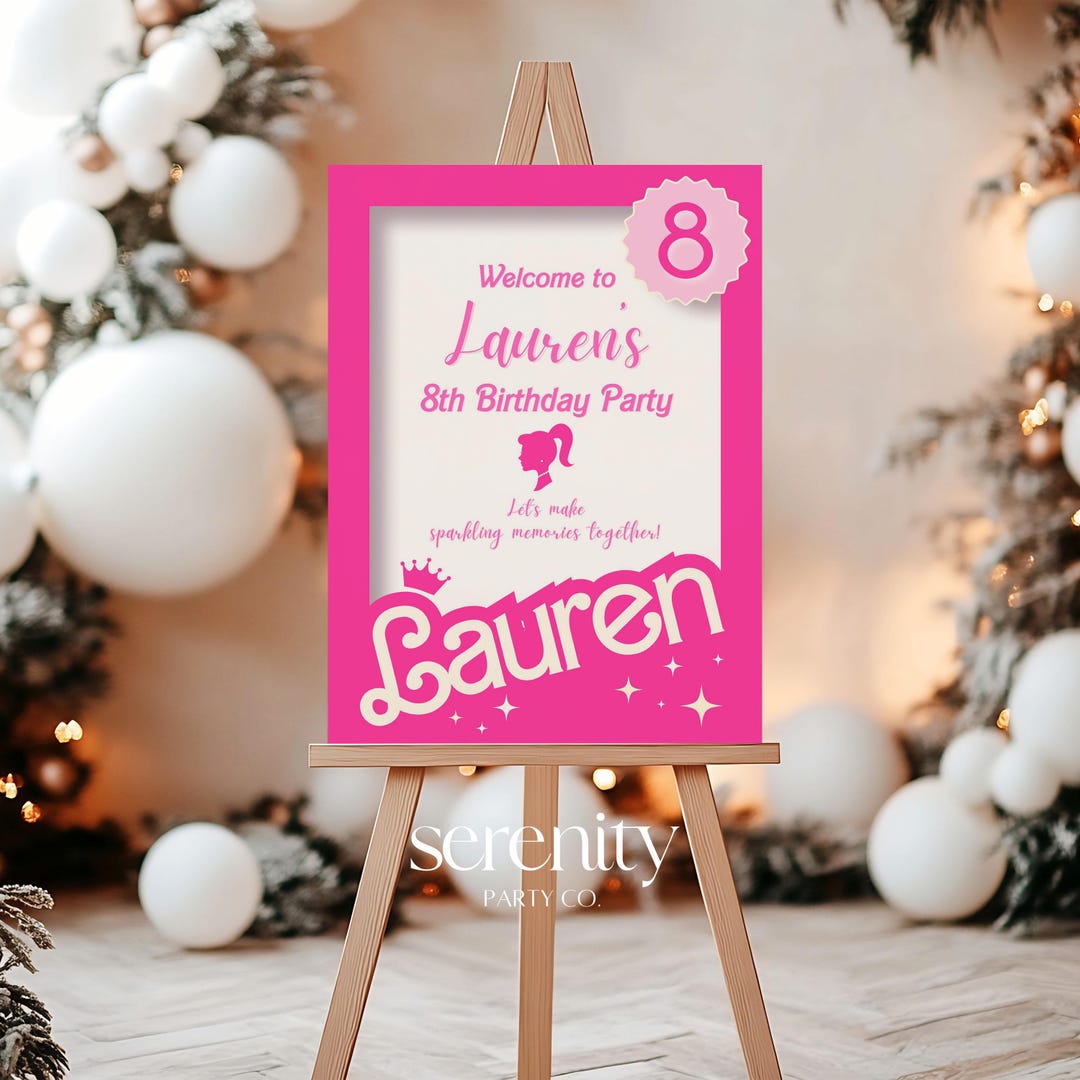 Fashion Pink Doll Welcome Sign, Photo Pink Doll Party Sign, Pink ...