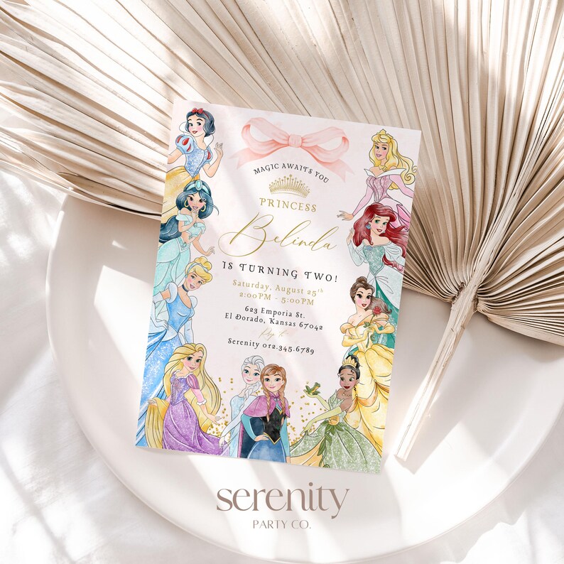 Calling All Princesses Watercolor Birthday Invitation, Girl Princess ...