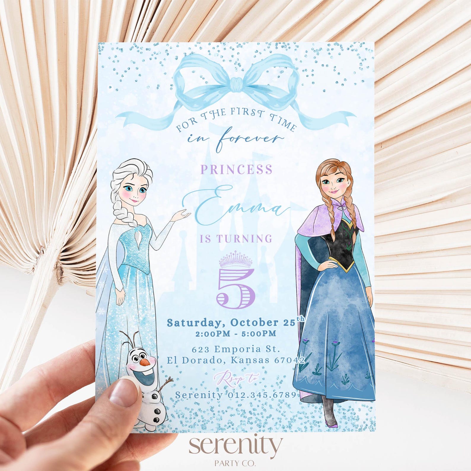 Princess Elsa Anna Watercolor Birthday Invitation, Frozen ANY AGE ...