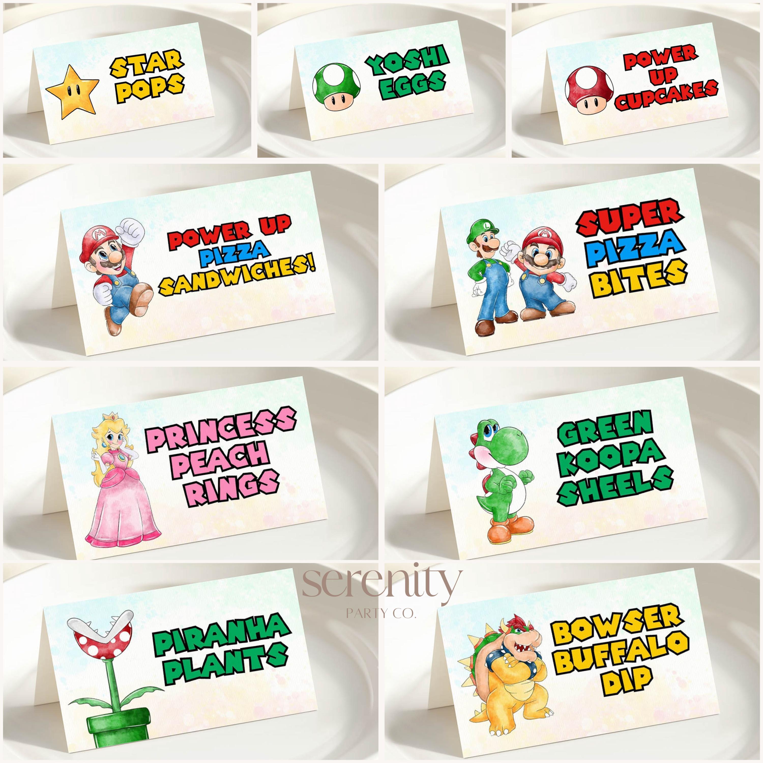 Watercolor Super Mario Party Food Label, ANY AGE Nitendo Boy Girl ...