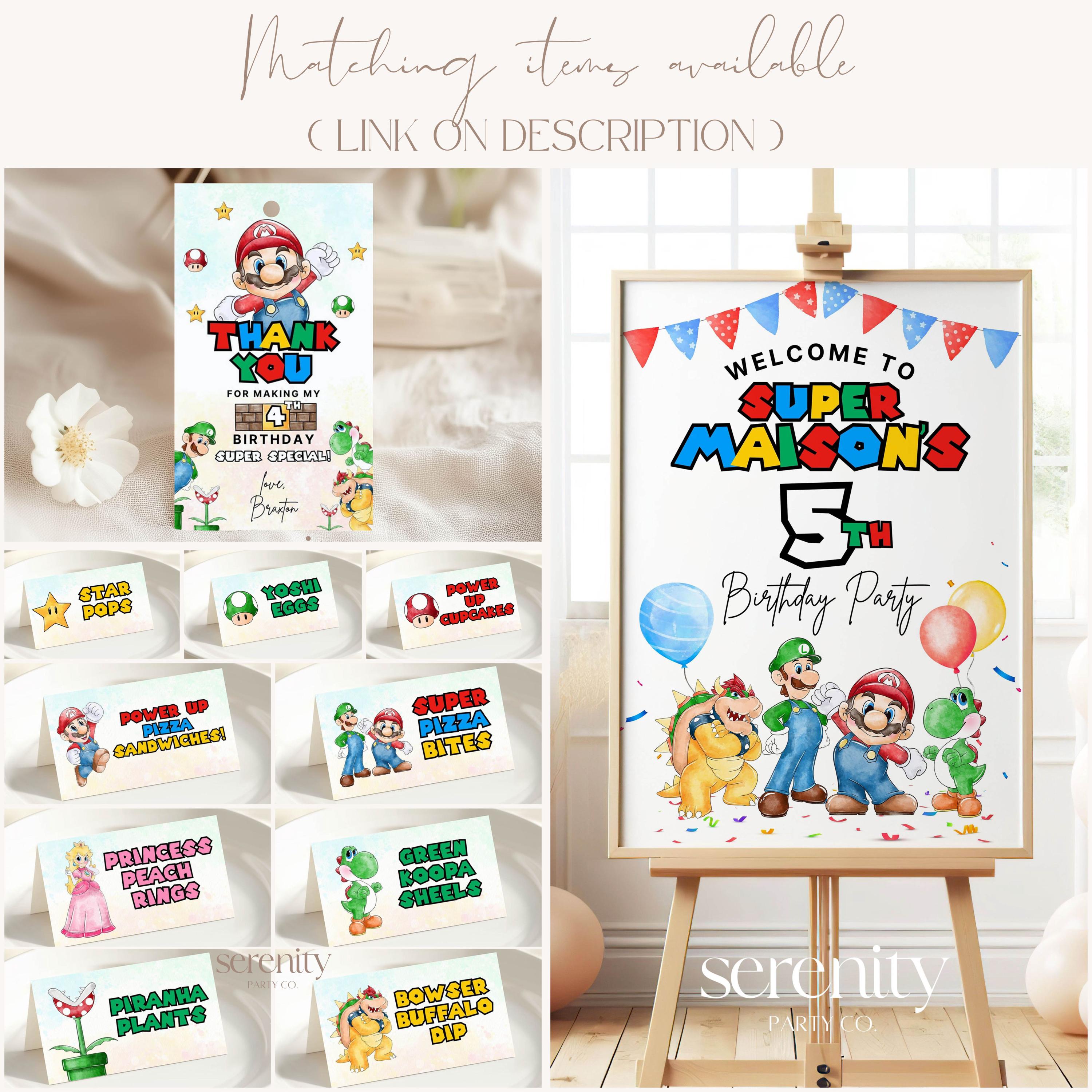 Watercolor Super Mario Party Food Label, ANY AGE Nitendo Boy Girl ...