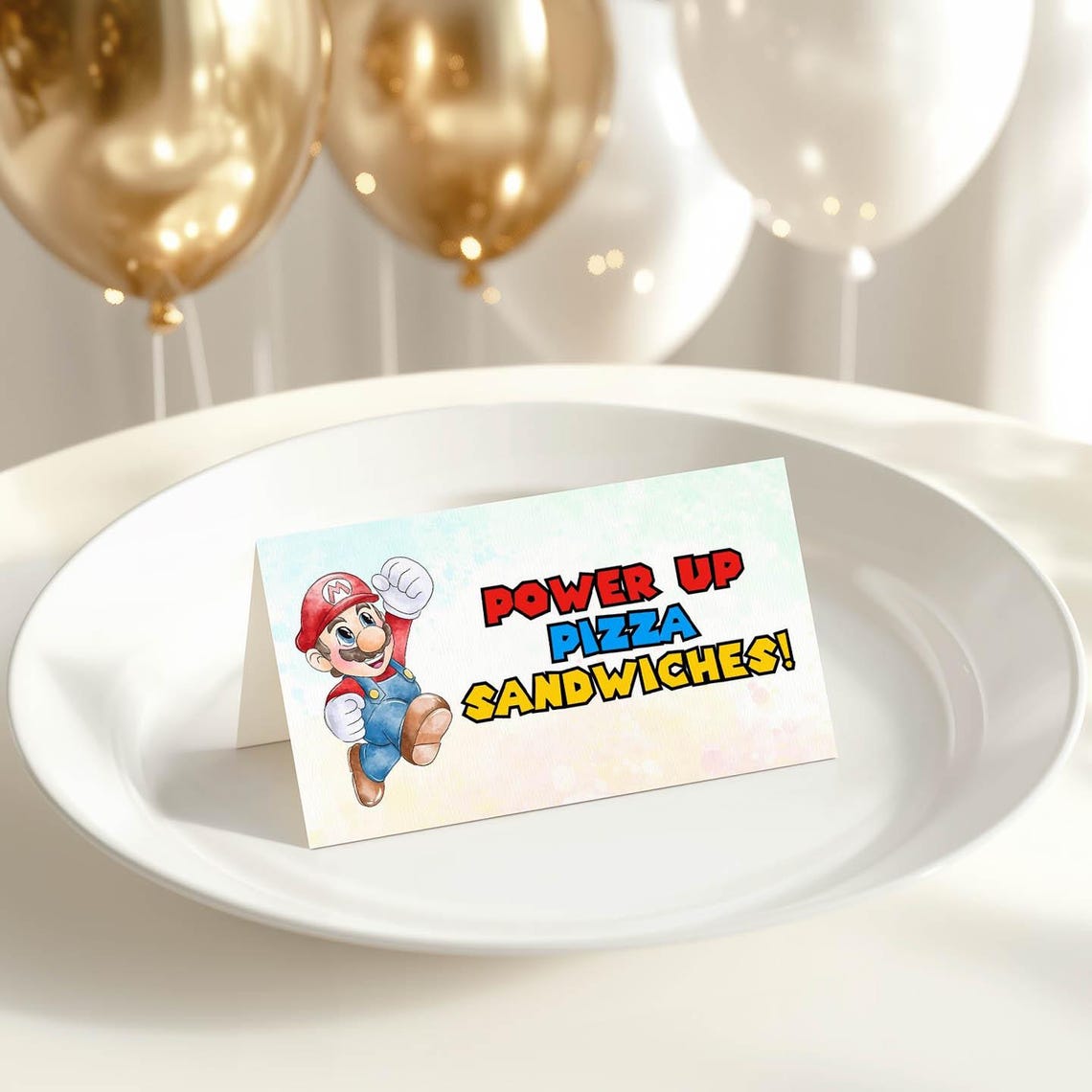 Watercolor Super Mario Party Food Label, ANY AGE Nitendo Boy Girl ...
