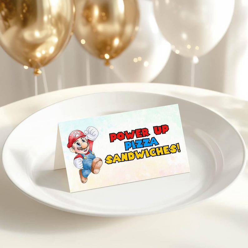 Watercolor Super Mario Party Food Label, ANY AGE Nitendo Boy Girl ...