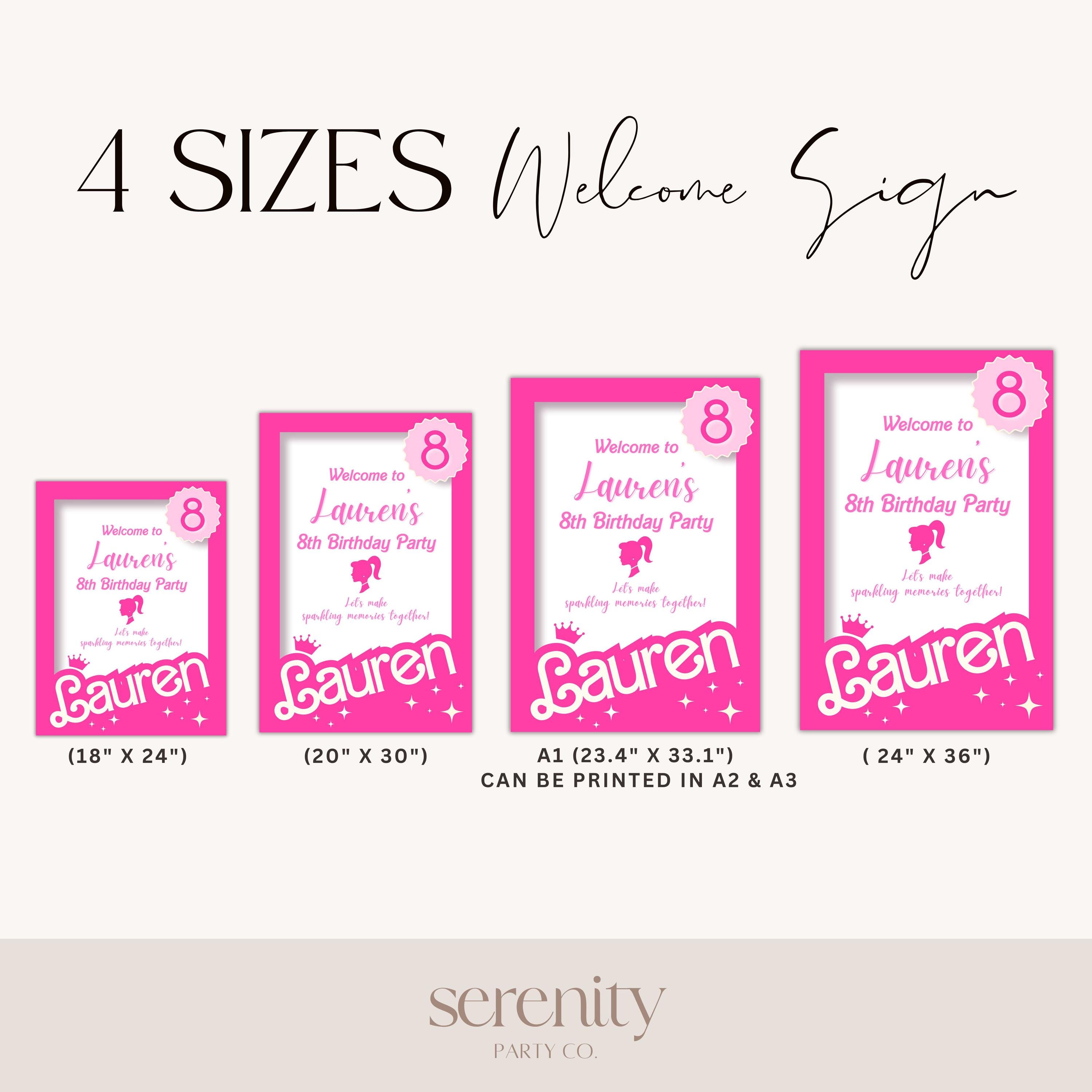 Fashion Pink Doll Welcome Sign, Photo Pink Doll Party Sign, Pink ...