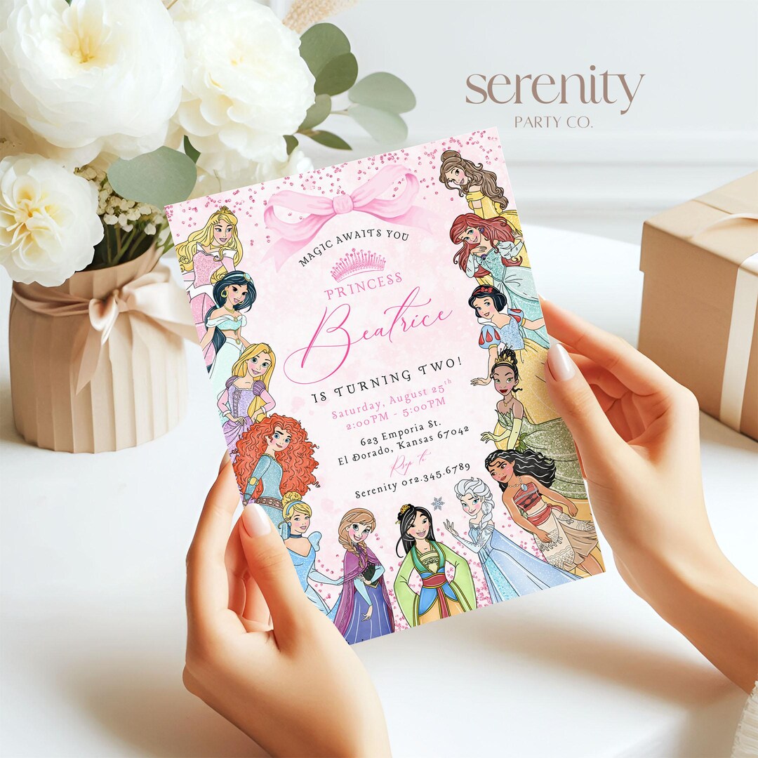 Calling All Princesses Watercolor Birthday Invitation, Girl Princess ...