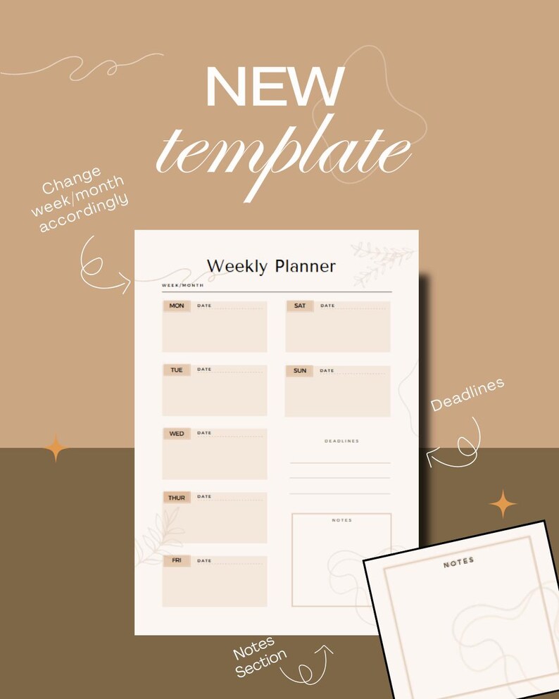 Printable Digital Weekly Planner Template, Goodnotes Planner, Weekly ...
