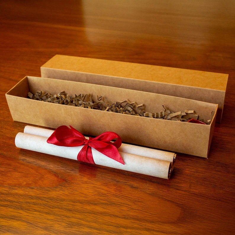 Beautiful Scroll, Gold Ends, Vintage Gift Box, Satin Ribbon & Wax Stamp ...