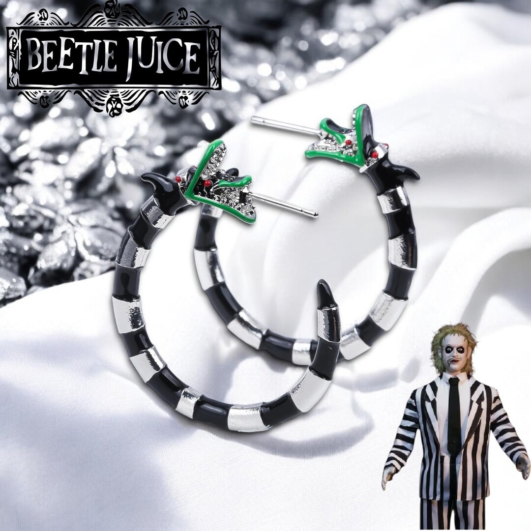 Beetlejuice Lydia Gothic Halloween Betelgeuse Snake Earrings for Women ...