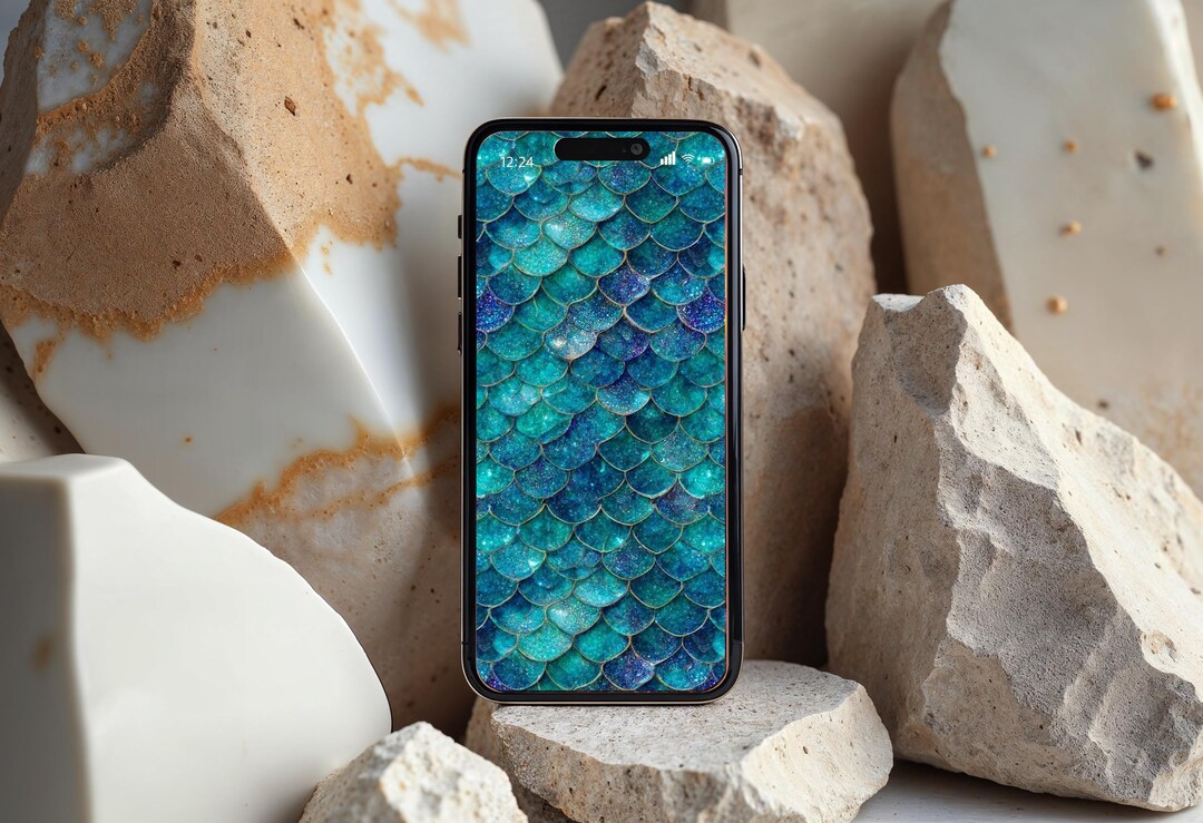 Teal Mermaid Scales Phone Wallpaper | Shimmering Ocean iPhone Wallpaper ...