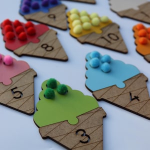 Ice Cream Number & Color Matching Set – Montessori Learning Toy ...