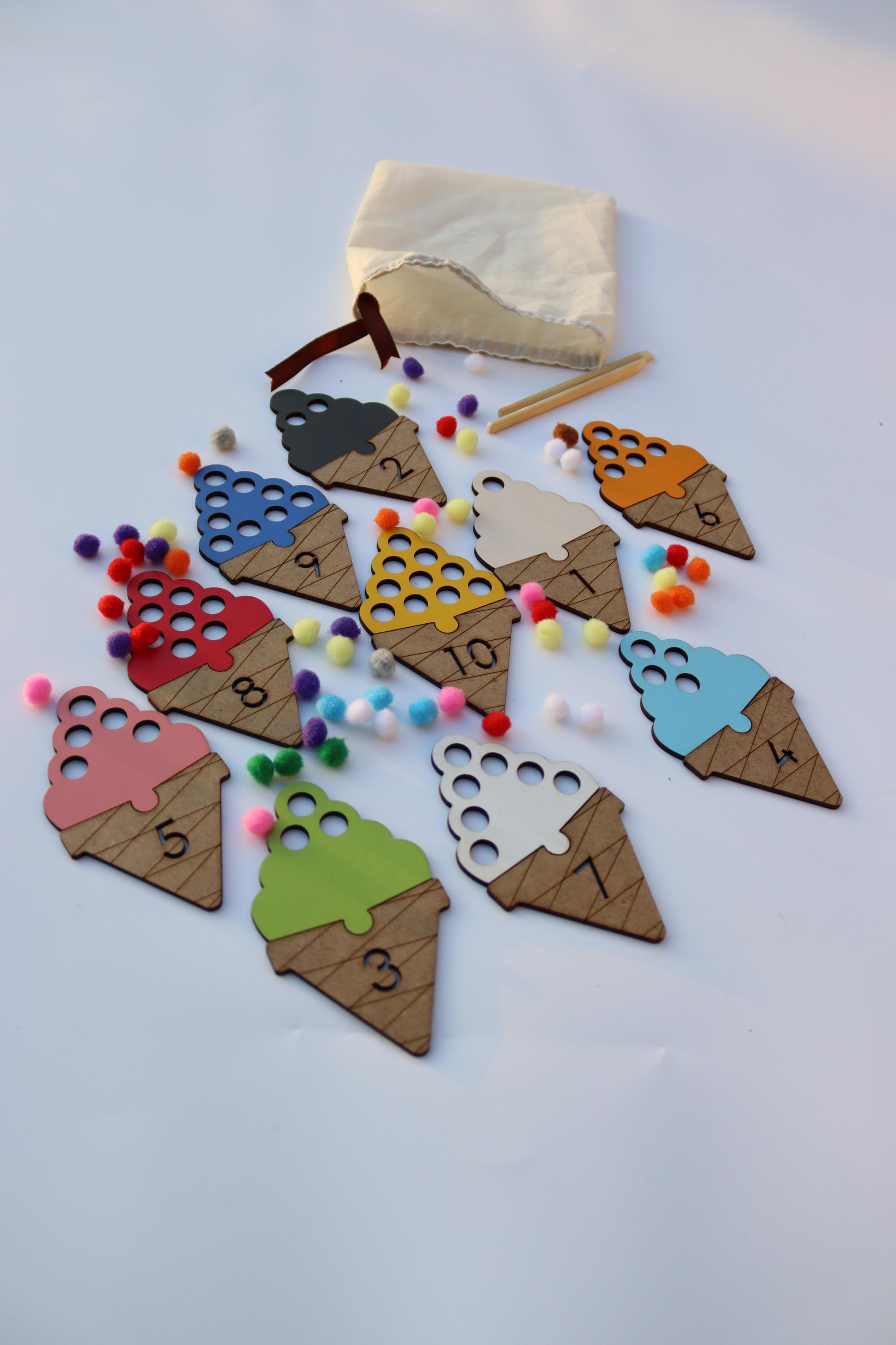Ice Cream Number & Color Matching Set – Montessori Learning Toy ...