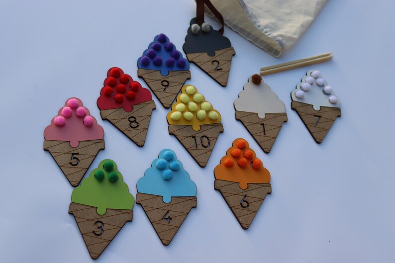 Ice Cream Number & Color Matching Set – Montessori Learning Toy ...