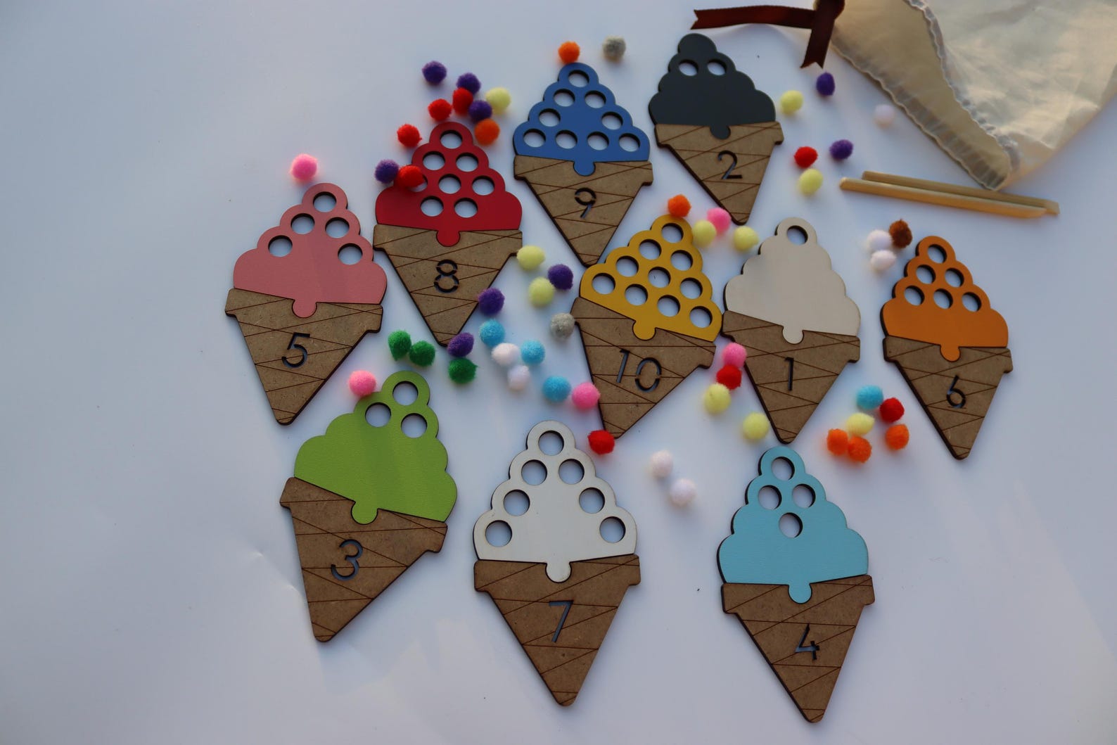 Ice Cream Number & Color Matching Set – Montessori Learning Toy ...