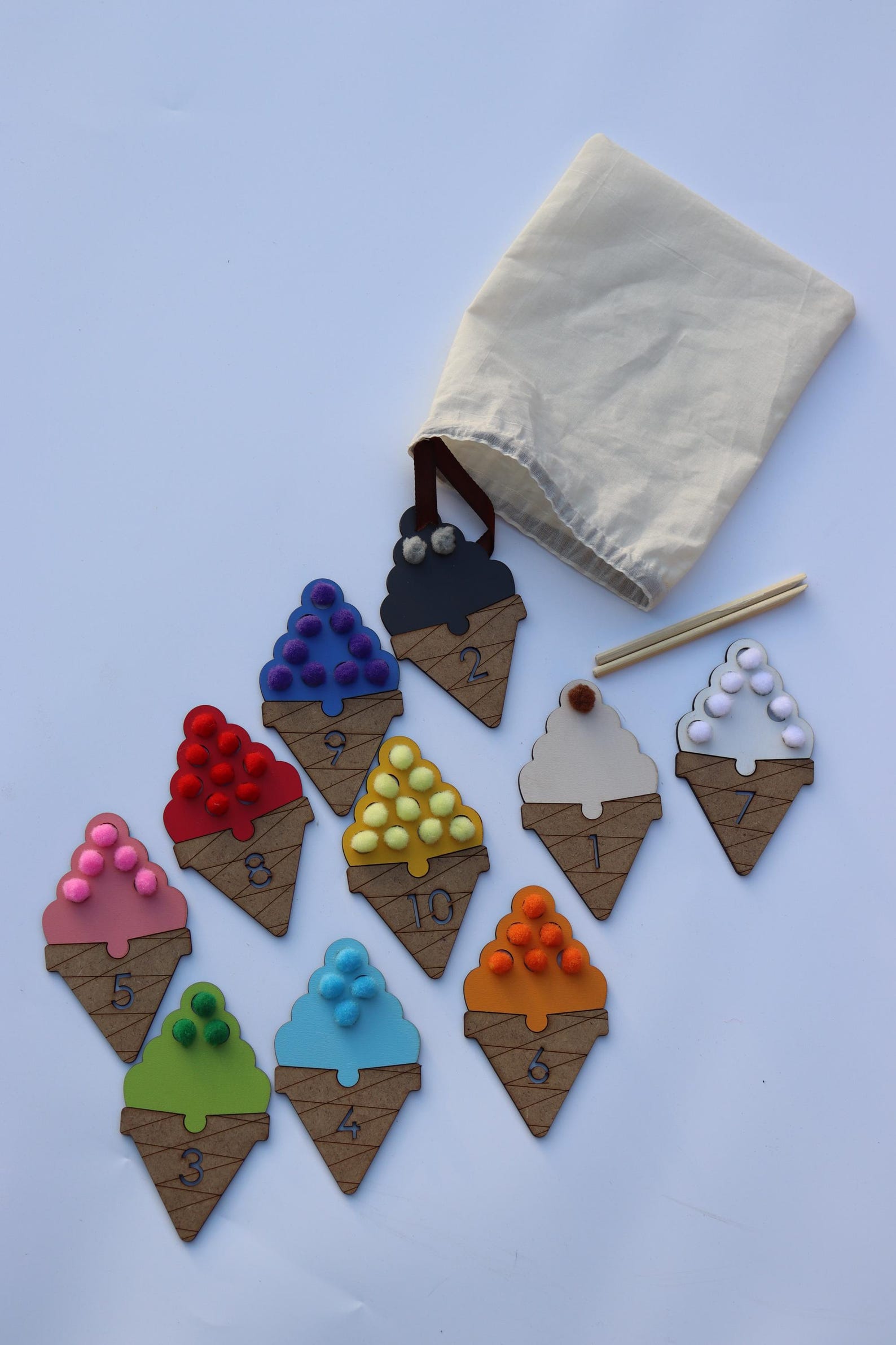 Ice Cream Number & Color Matching Set – Montessori Learning Toy ...