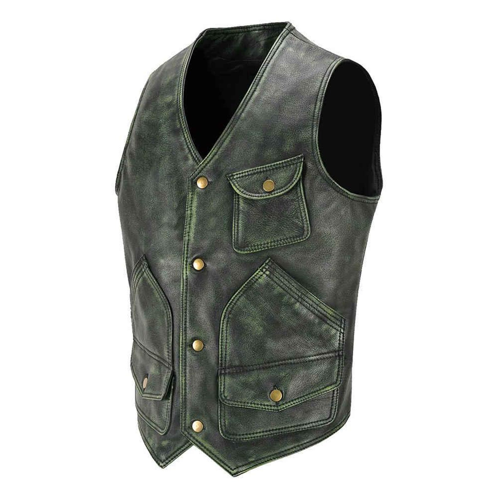 Men's Leather Motorbike Vest Genuine Leather Biker Club Handmade Good ...