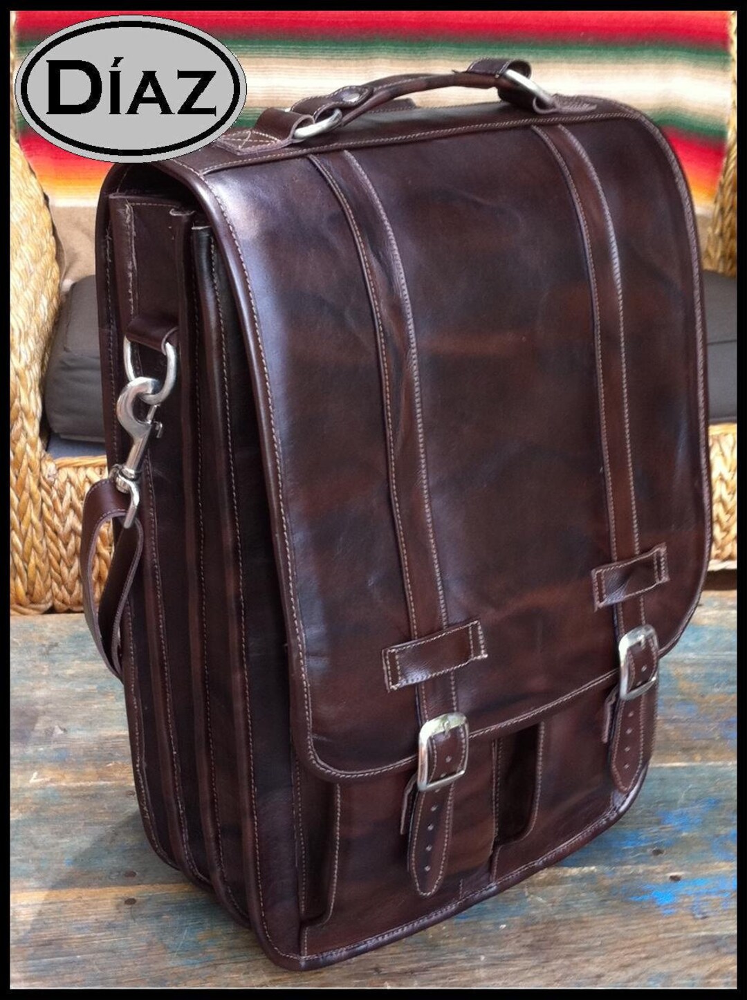 DIAZ Extra Large Geunine Leather Messenger Satchel / Backpack - Etsy