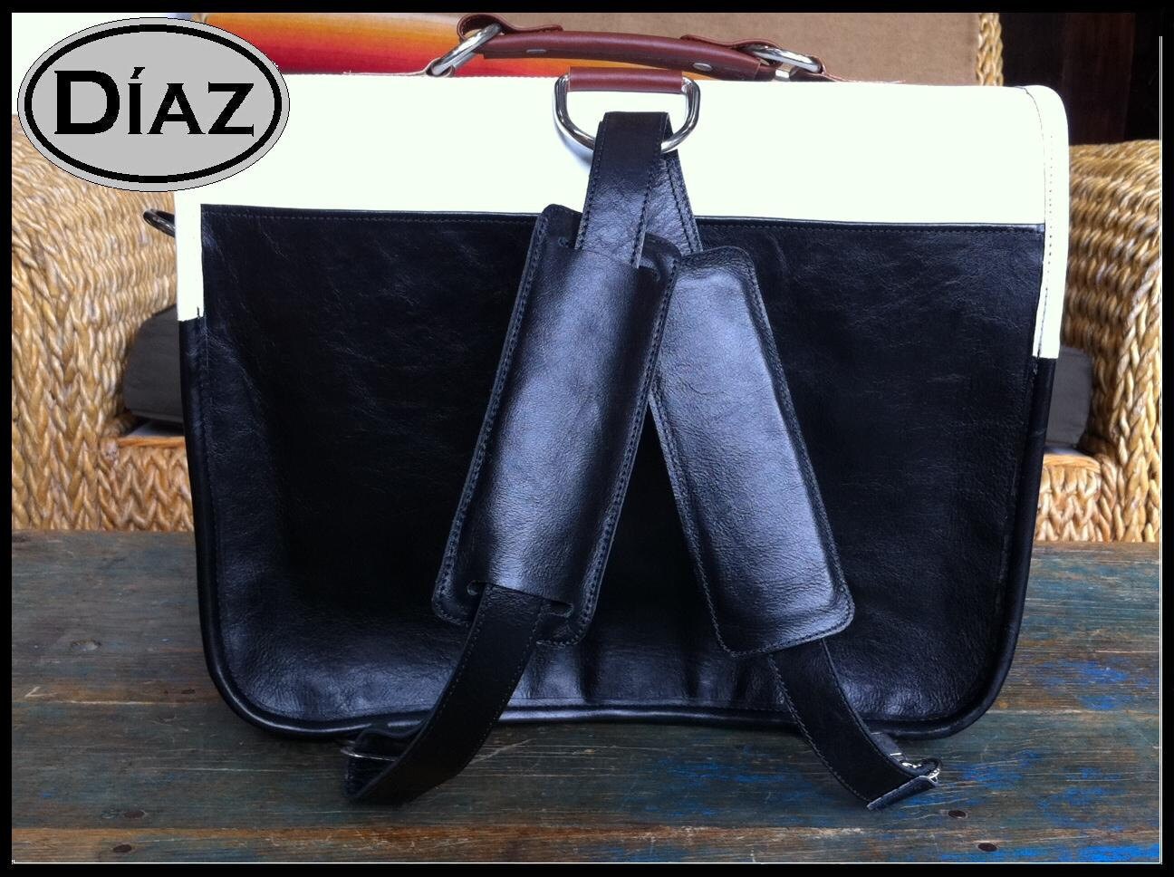 DIAZ Medium Geunine Leather Briefcase / Backpack Laptop - Etsy