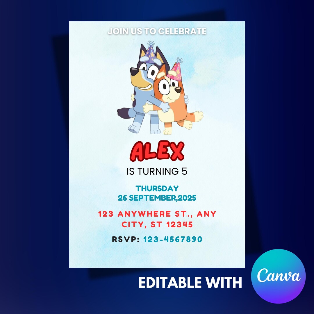 Bluey Birthday Invite Kids Birthday Invite Birthday Brunch Invitation ...