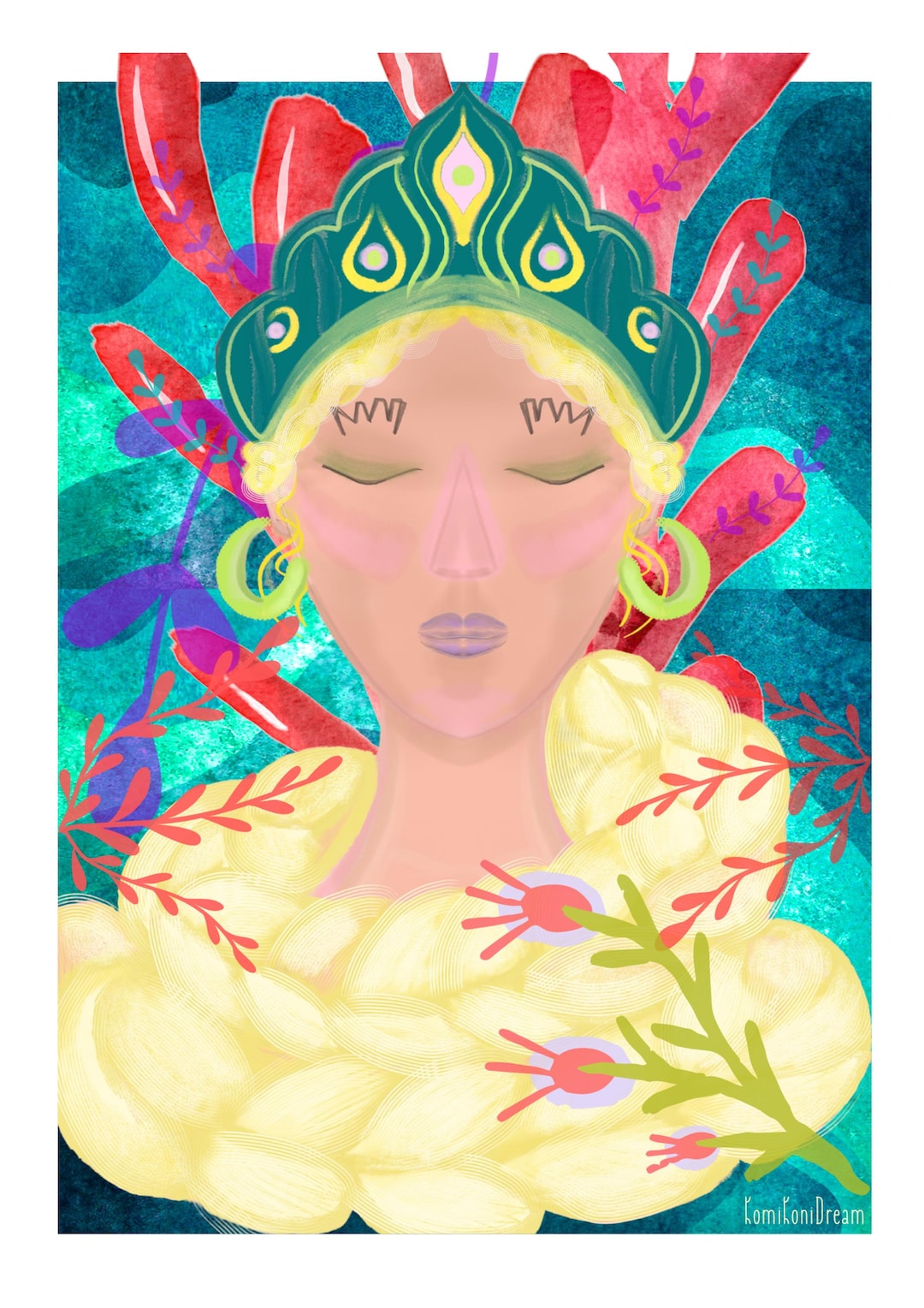 Colorful Russian Folk Poster | Bold Slavic Girl Art | Kokoshnik ...