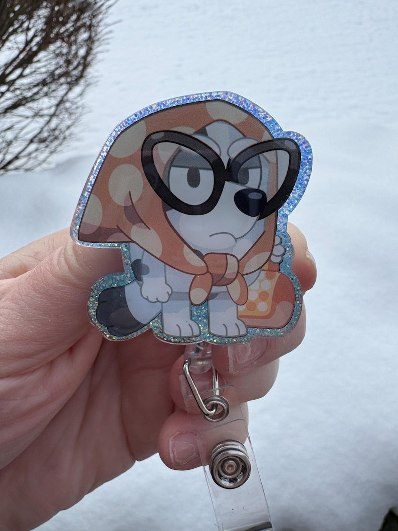 Blue Dog Badge Reel, Grumpy Grammy Badge Reel, Handmade Badge Reel ...