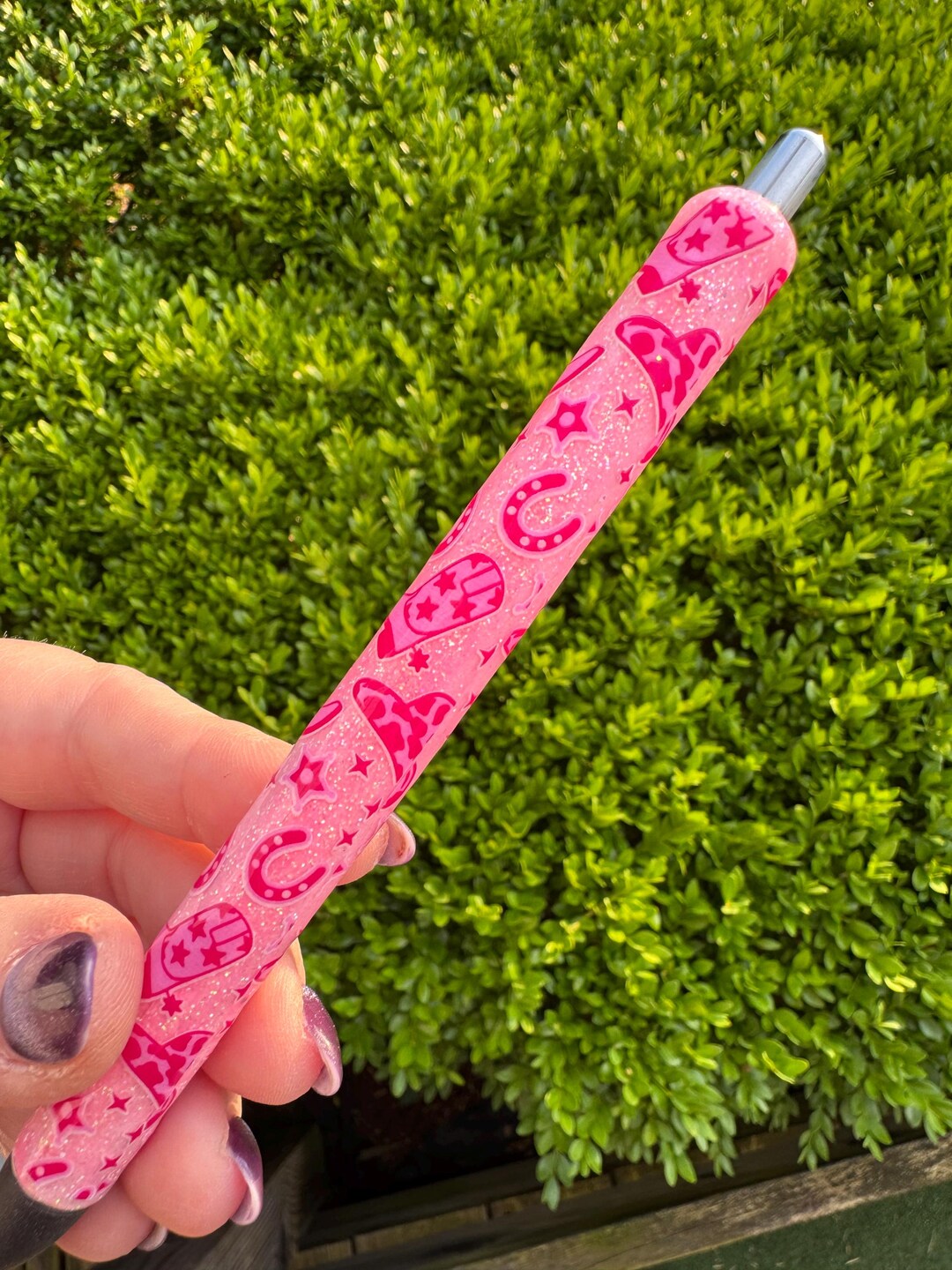 Pink Cowgirl Glitter Pen, Cowboy Boots Pen, Cowboy Hat Pen, Resin Pens ...