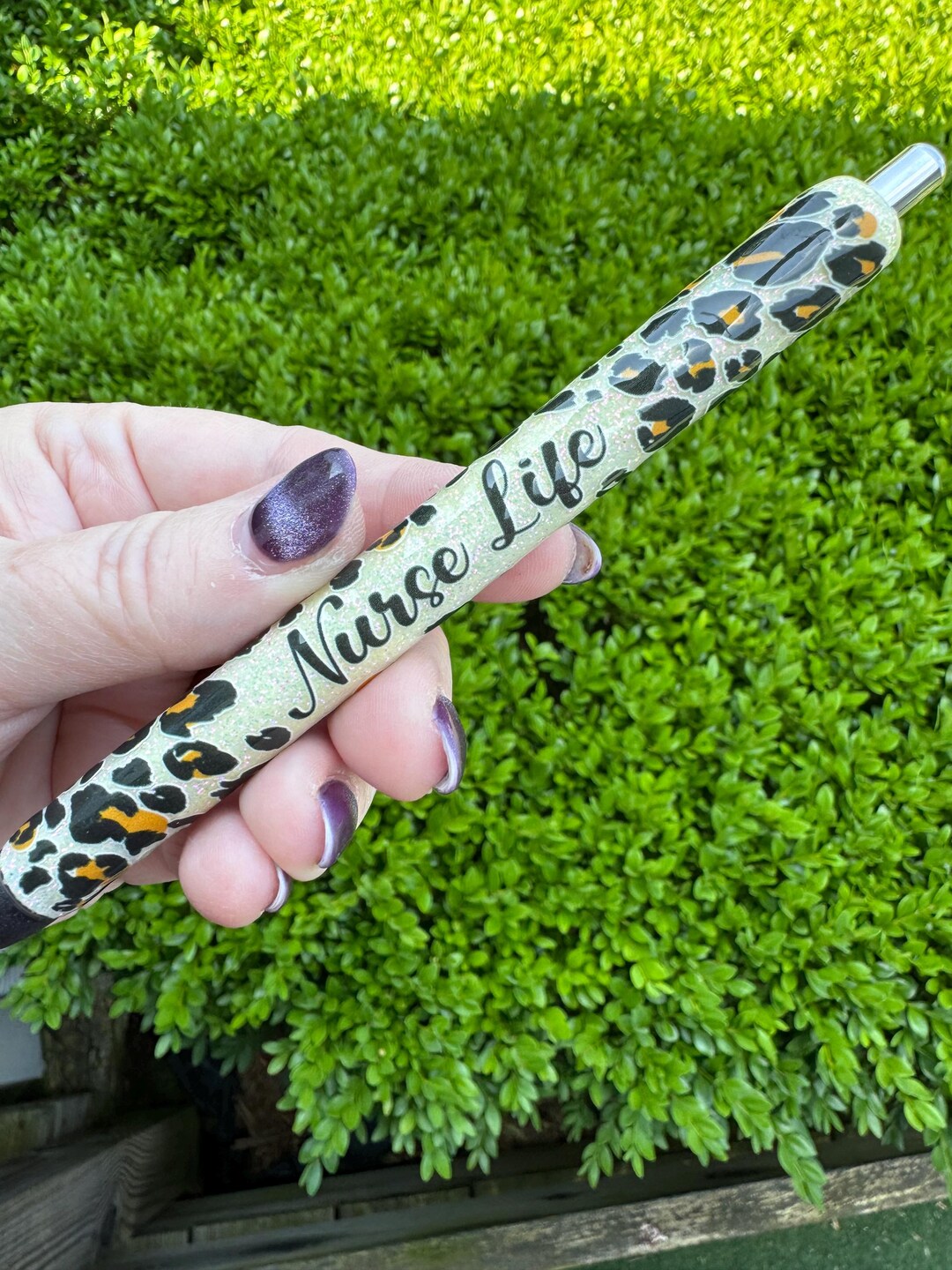 Leopard Print Resin Nurse Pen, Glitter Ink Joy Pen - Etsy