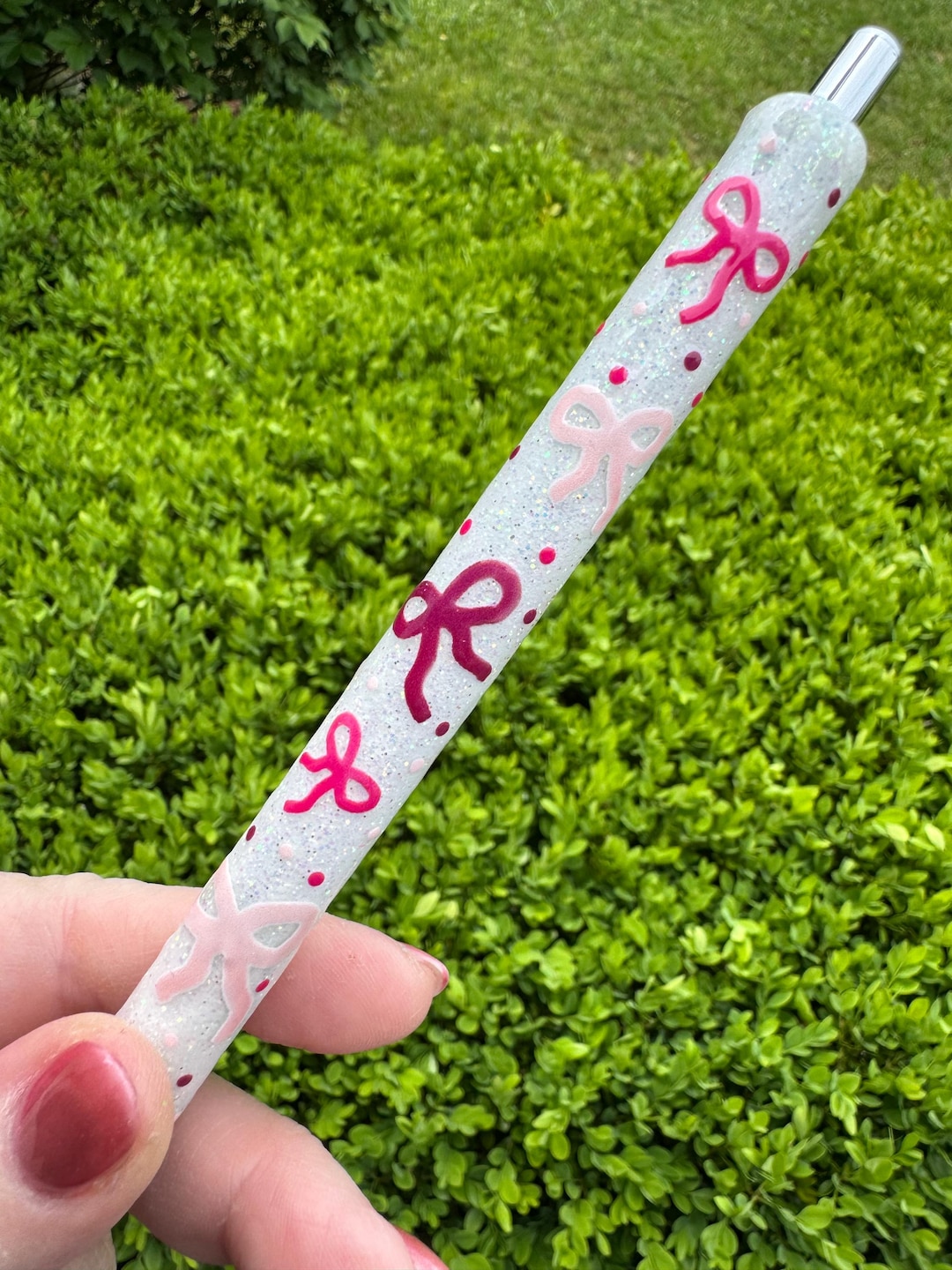 Glitter Bow Pen - Handmade Resin Pen - Pens - Etsy