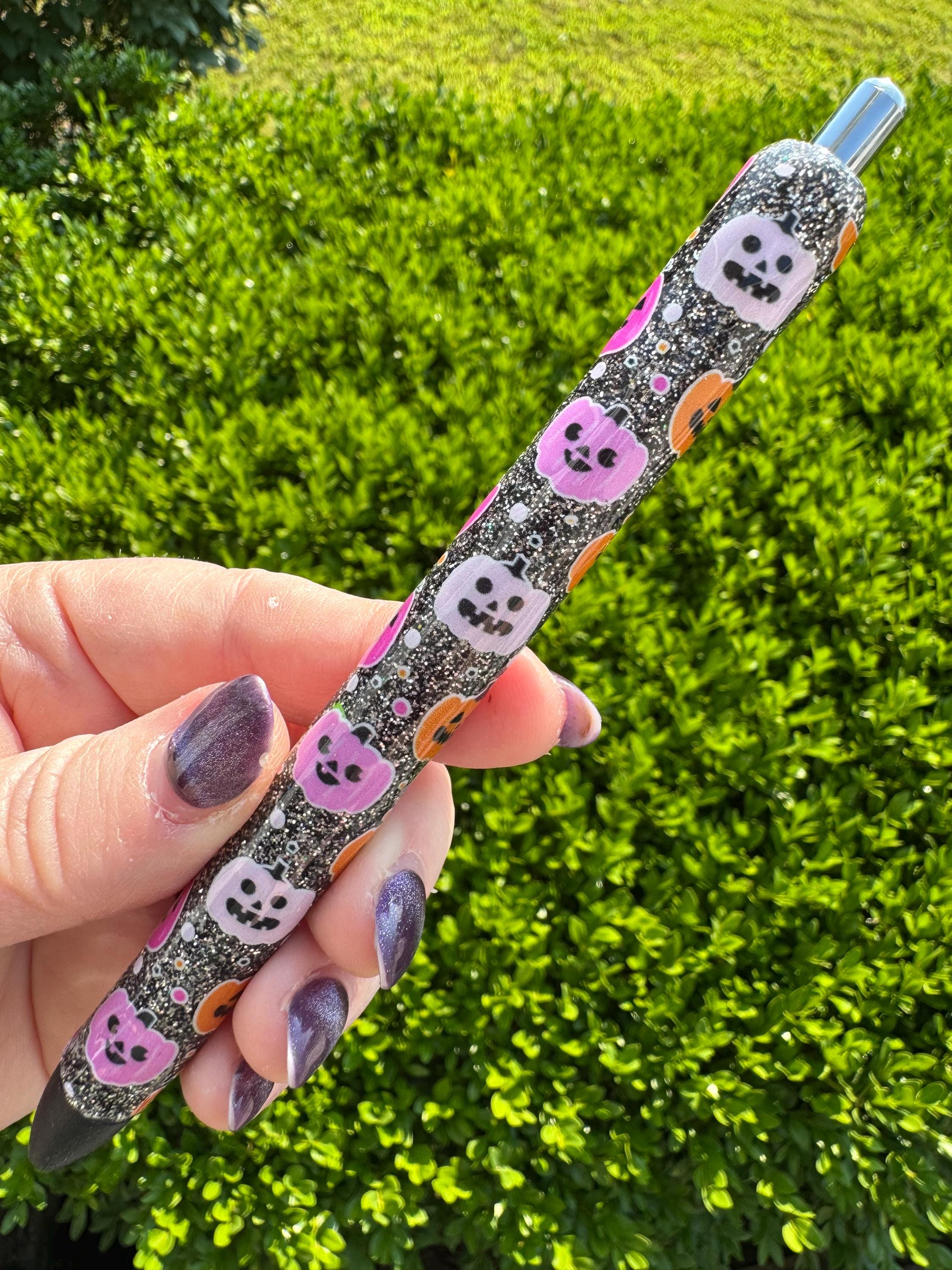 Halloween Pen, Ink Joy Pens, Pumpkin Halloween Pens, Resin Pen, Glitter ...