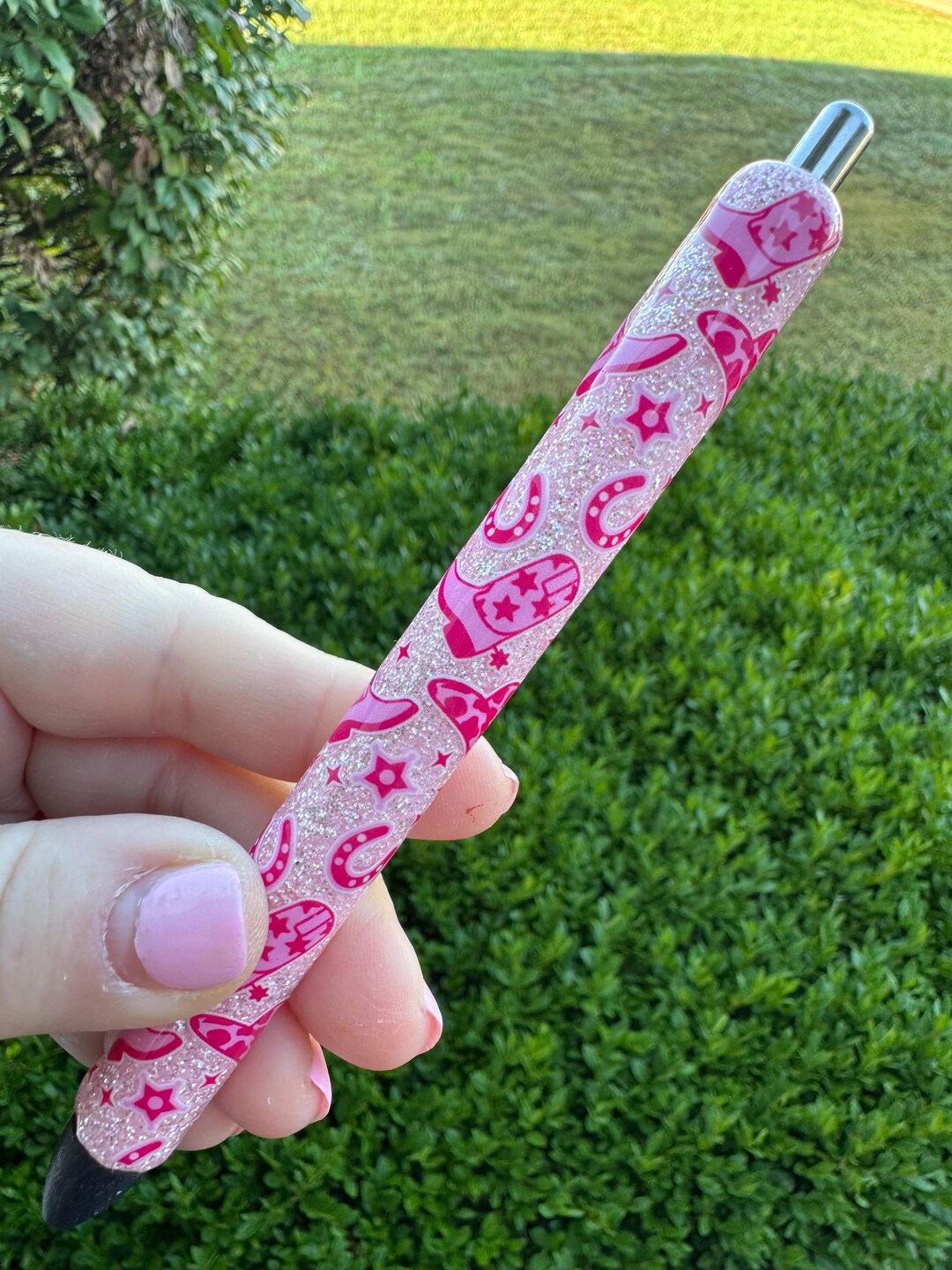 Pink Glitter Cowgirl Pen, Western Pen, Handmade Pen, Refillable Pens - Etsy