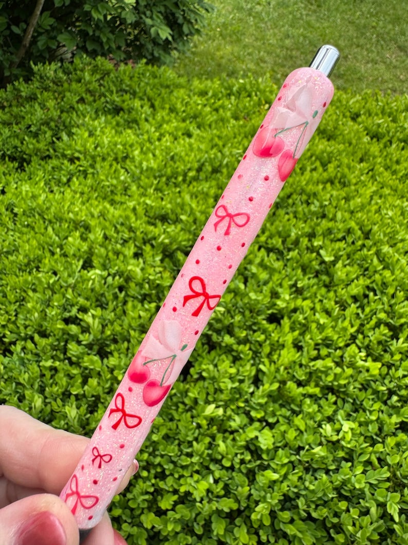 Glitter Bow Pen - Handmade Resin Pen - Pens - Etsy