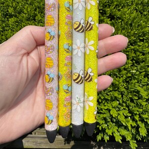 Bees Glitter Pens, Bee Pen, Daisy Pen, Resin Pen, Handcrafted Pen, Ink ...