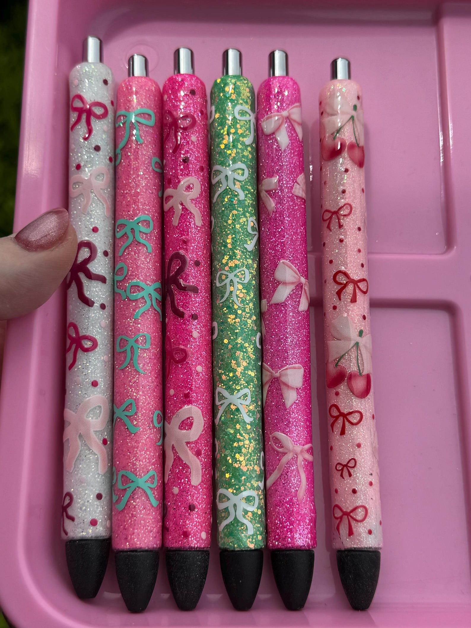Glitter Bow Pen - Handmade Resin Pen - Pens - Etsy