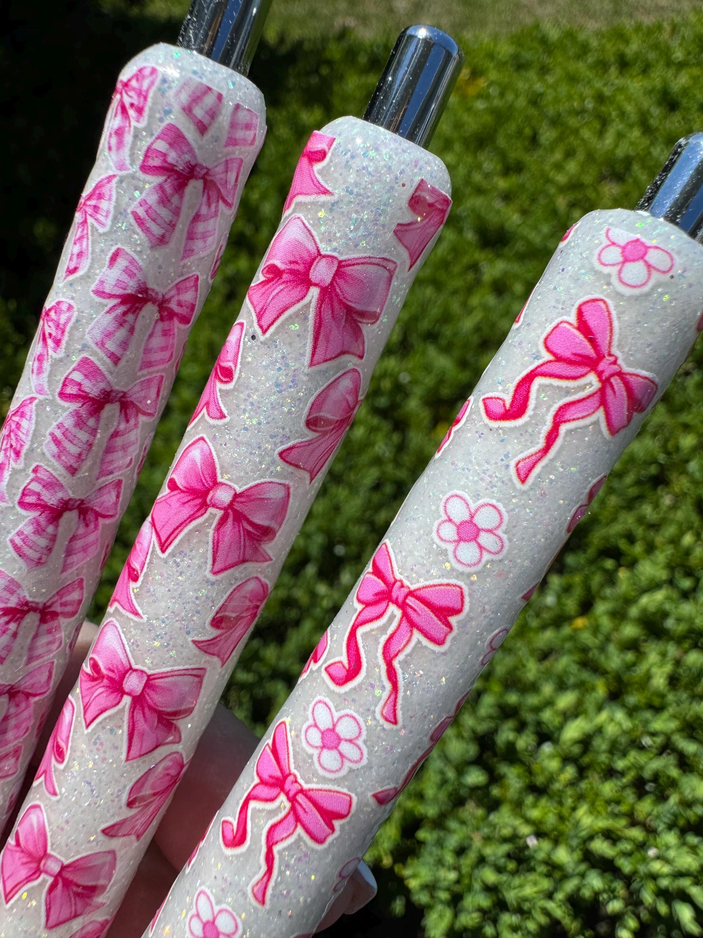 Pink Bow Gel Pens, Handmade Pens, Glitter Pens, Resin Pen, Paper Mate ...