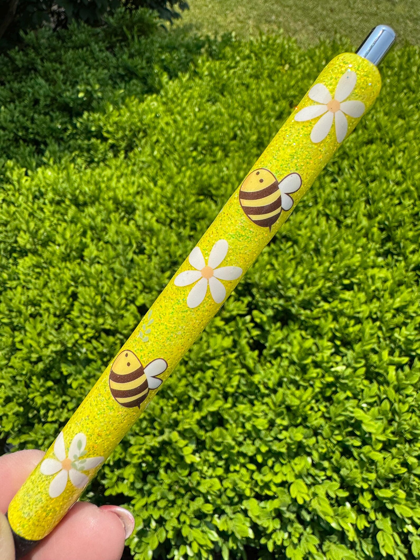 Bees Glitter Pens, Bee Pen, Daisy Pen, Resin Pen, Handcrafted Pen, Ink ...