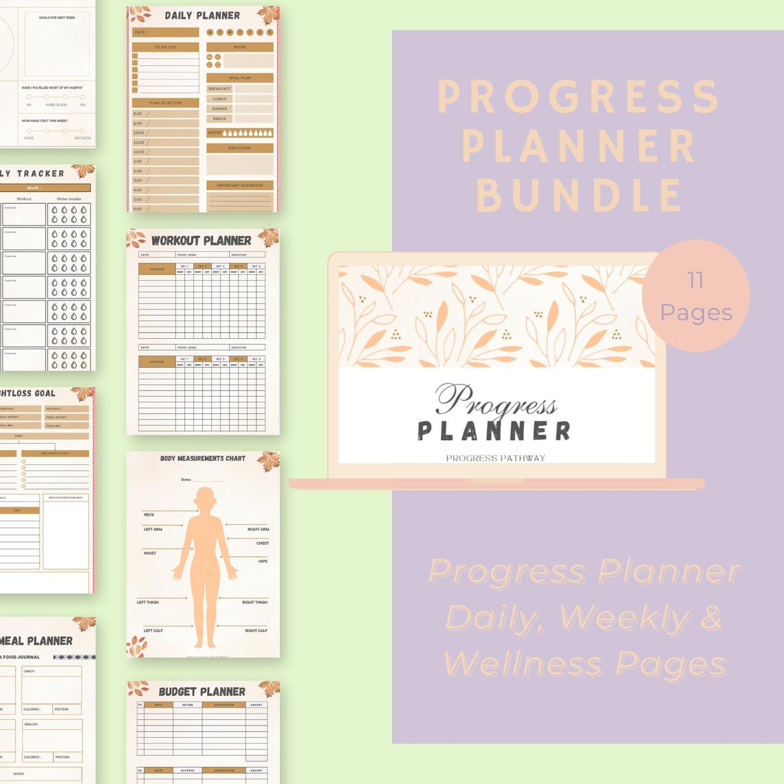 Editable Planner Template: Daily, Weekly, Wellness Tracker (canva ...